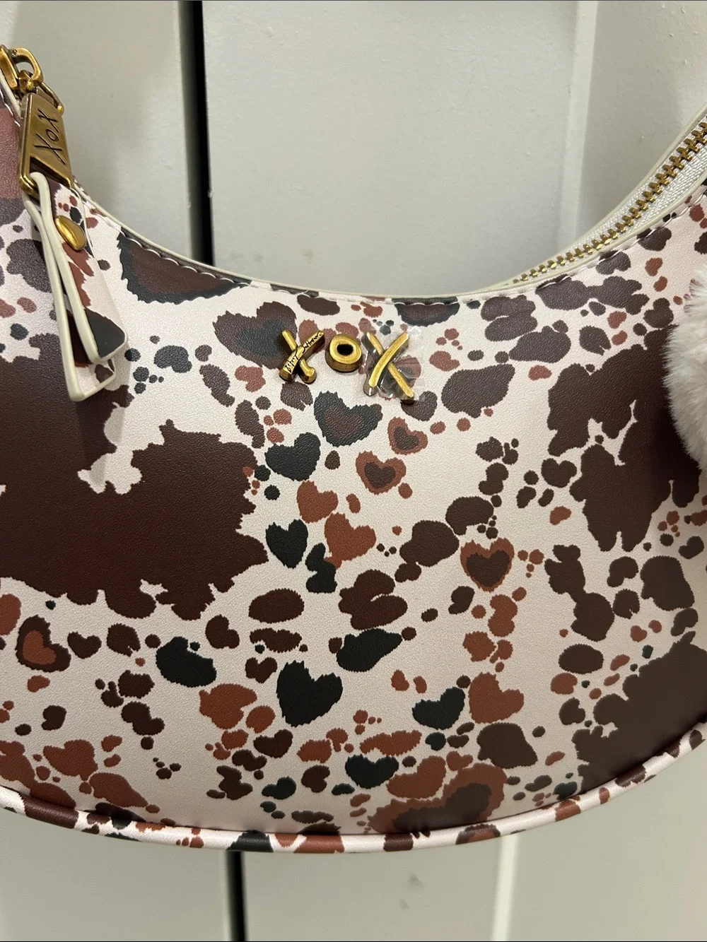 Betsey Johnson | Bags | Betsey Johnson Nwt Brown Cow Print Crescent ...